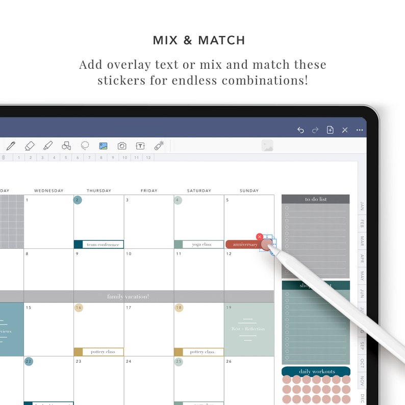 Notes & Overlay Shapes Digital Planning Sticker Set - Etsy