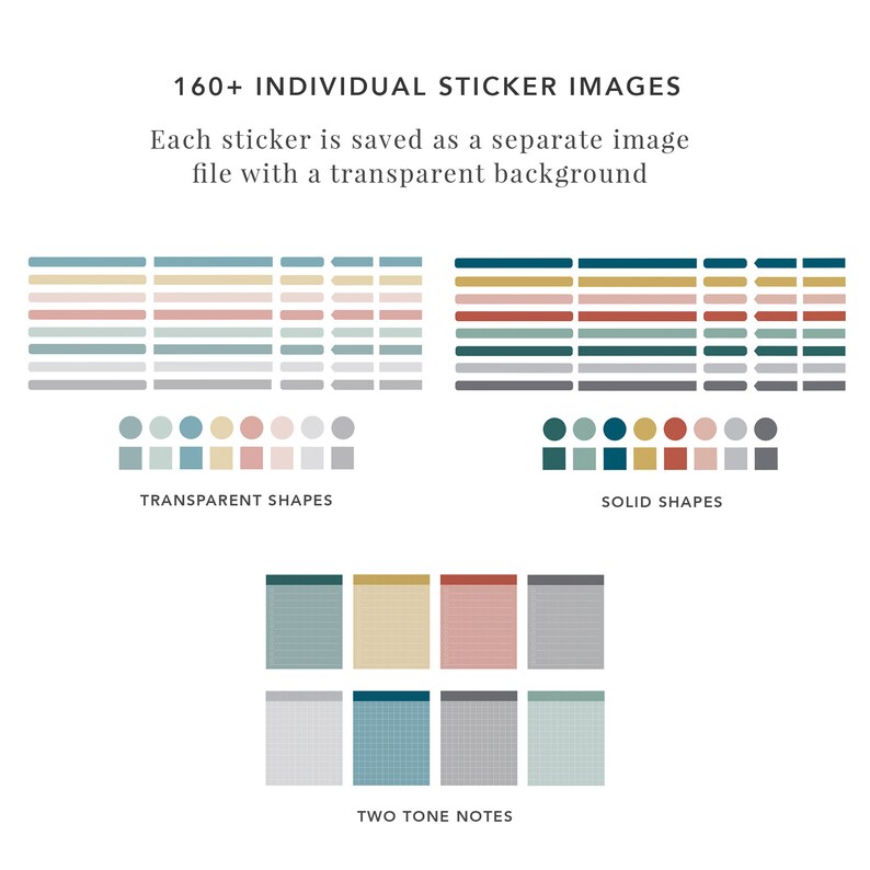 Notes & Overlay Shapes Digital Planning Sticker Set - Etsy