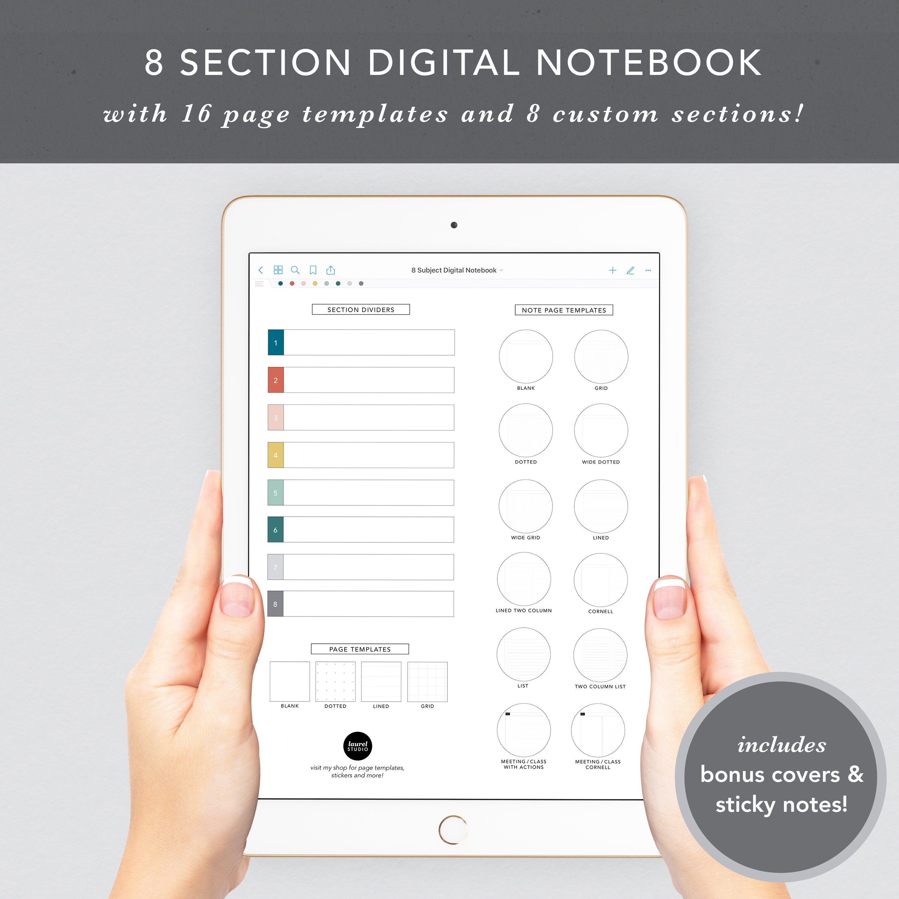 8 Section Digital Notebook Goodnotes Notebook Digibujo | Etsy