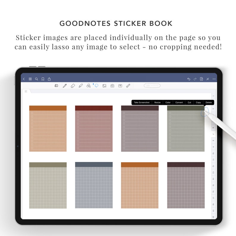 Notes & Overlay Shapes Digital Planning Sticker Set in Earth Tone ...