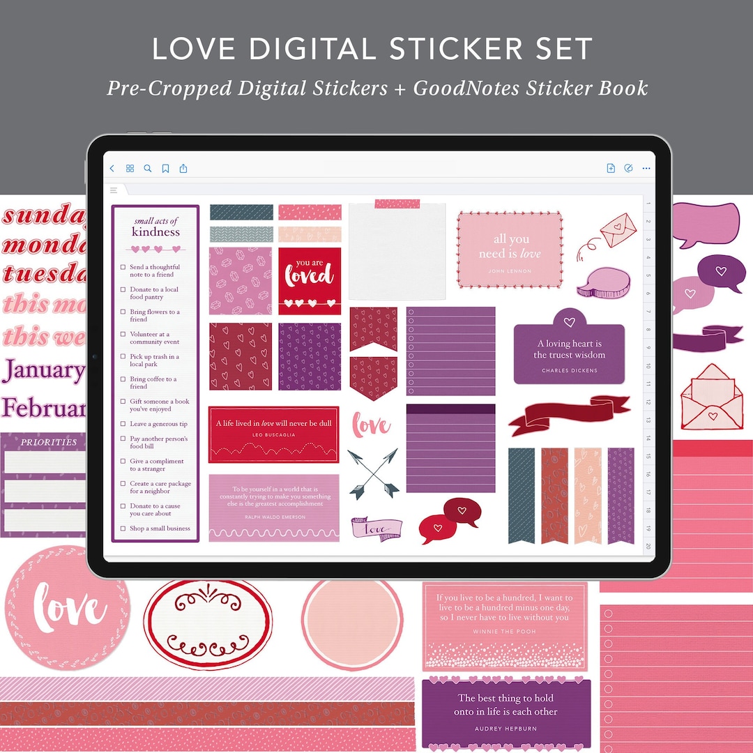Love Digital Planning Sticker Set | Goodnotes Stickers, Goodnotes ...