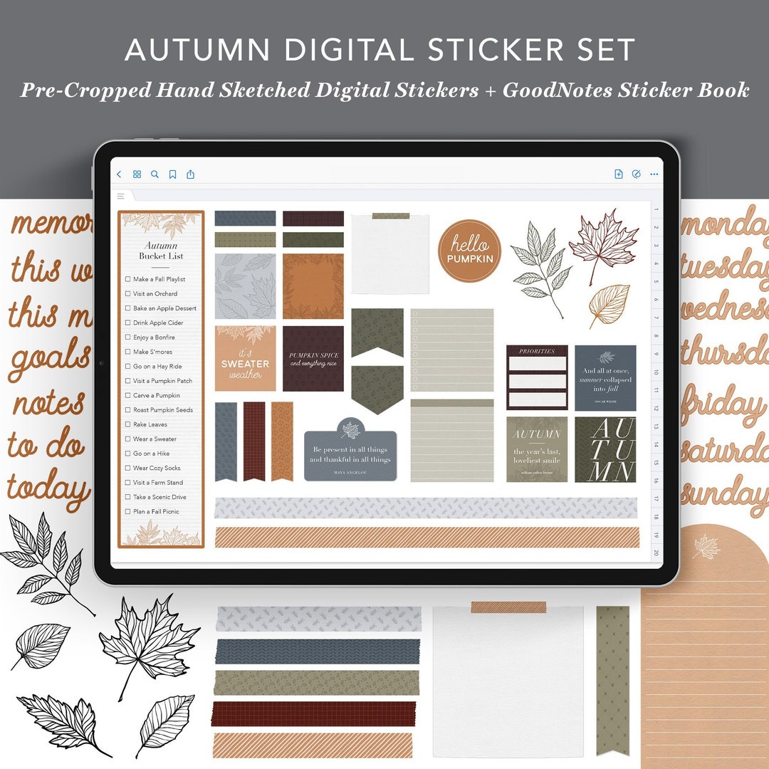 Autumn Digital Planning Sticker Set | Goodnotes Stickers, Goodnotes ...