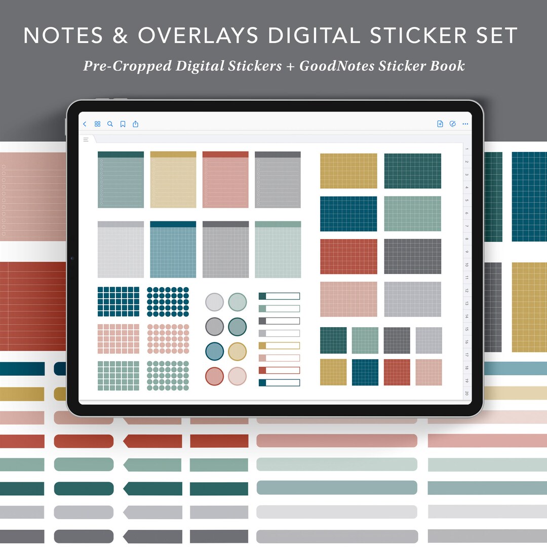 Notes & Overlay Shapes Digital Planning Sticker Set | Goodnotes ...