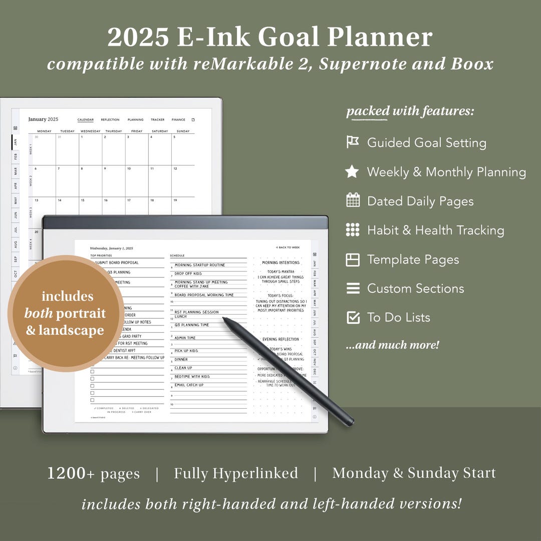 2025 E-ink Planner | Digital Planner Template for Use on Supernote ...
