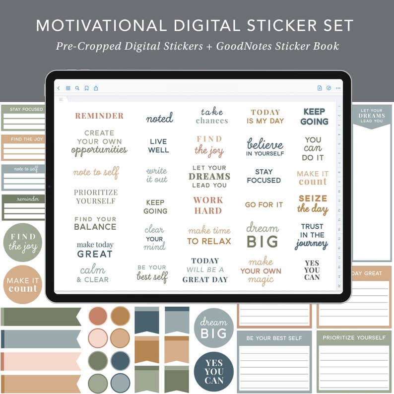 Motivational Digital Planning Sticker Set Goodnotes - Etsy