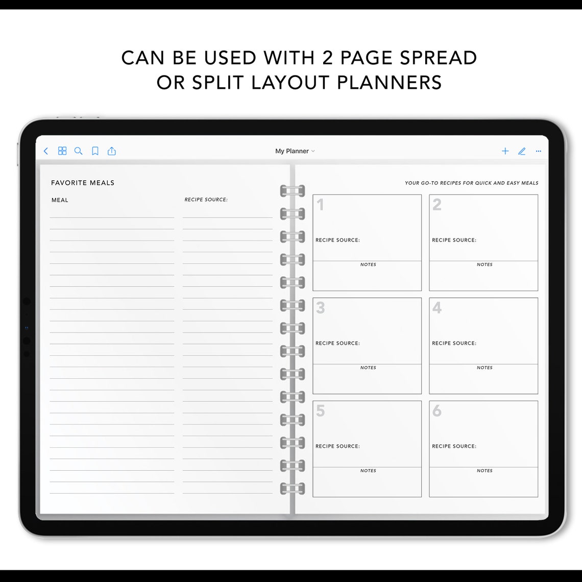 Meal Planning Insert Pages for Digital Planning Digital | Etsy