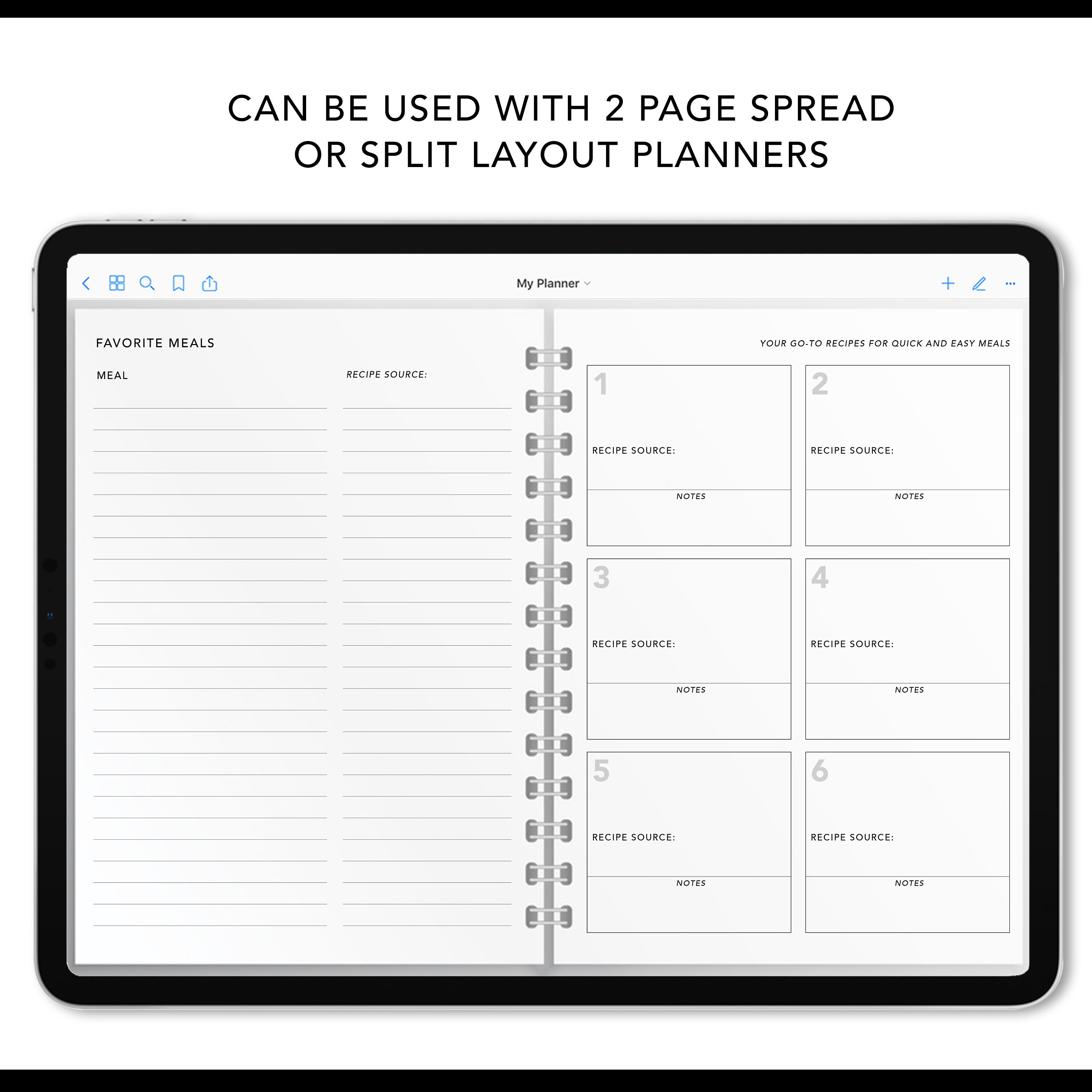 Meal Planning Insert Pages for Digital Planning Digital | Etsy