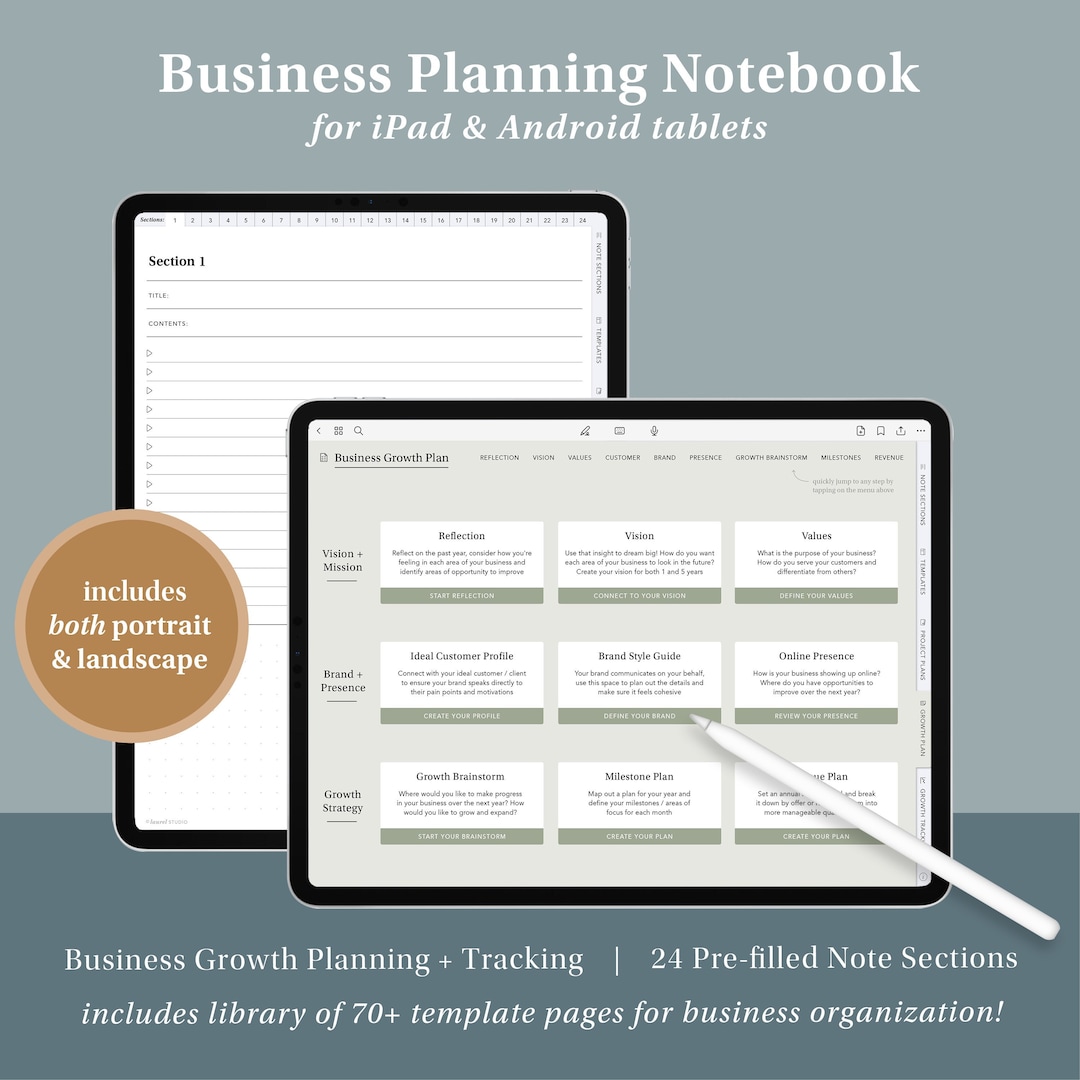 Business Planning Notebook | Digital Notebook, Goodnotes Notebook, iPad ...