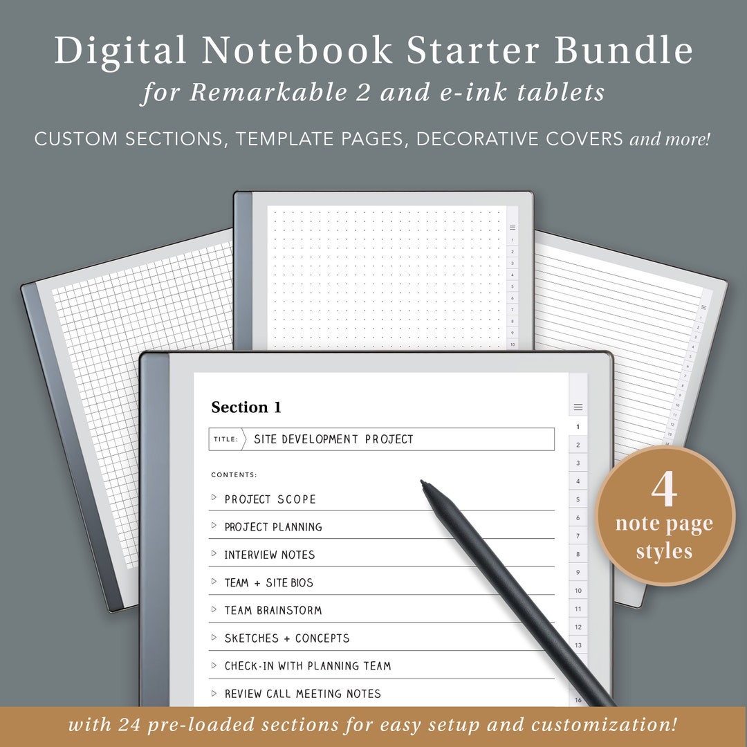 Digital Notebook Bundle for Remarkable and E-ink Tablets | Remarkable ...
