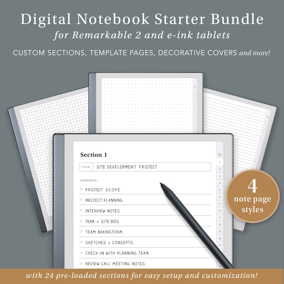 Digital Notebook Bundle for Remarkable and E-ink Tablets - Etsy