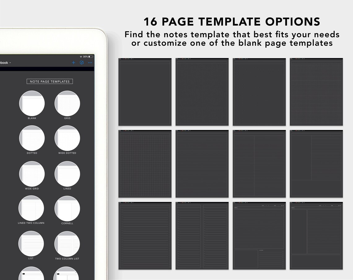 Dark Mode Digital Notebook Goodnotes Notebook Digibujo - Etsy