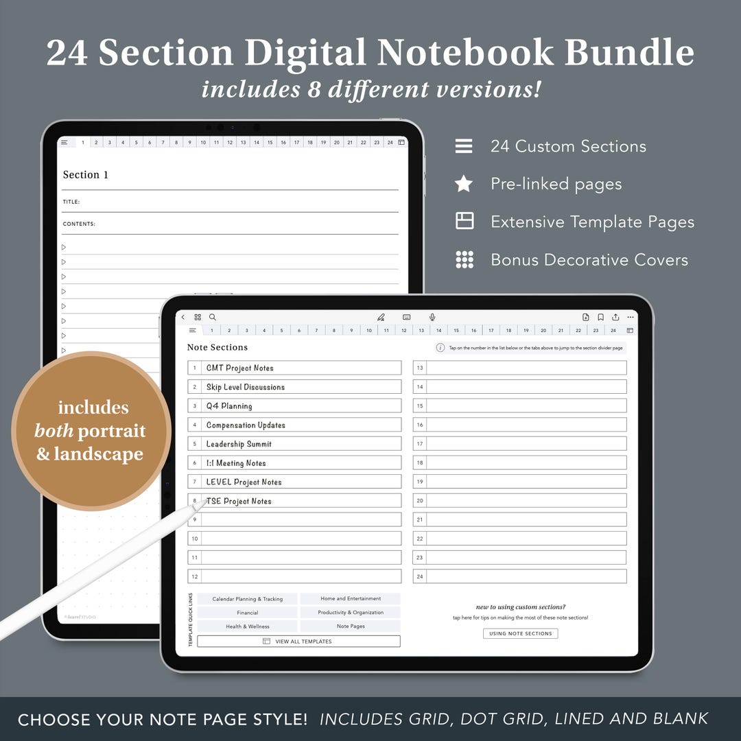 Digital Notebook Bundle | Digital Bullet Journal, Digibujo, Notability ...