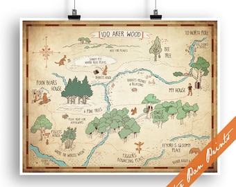 100 acre wood map | Etsy
