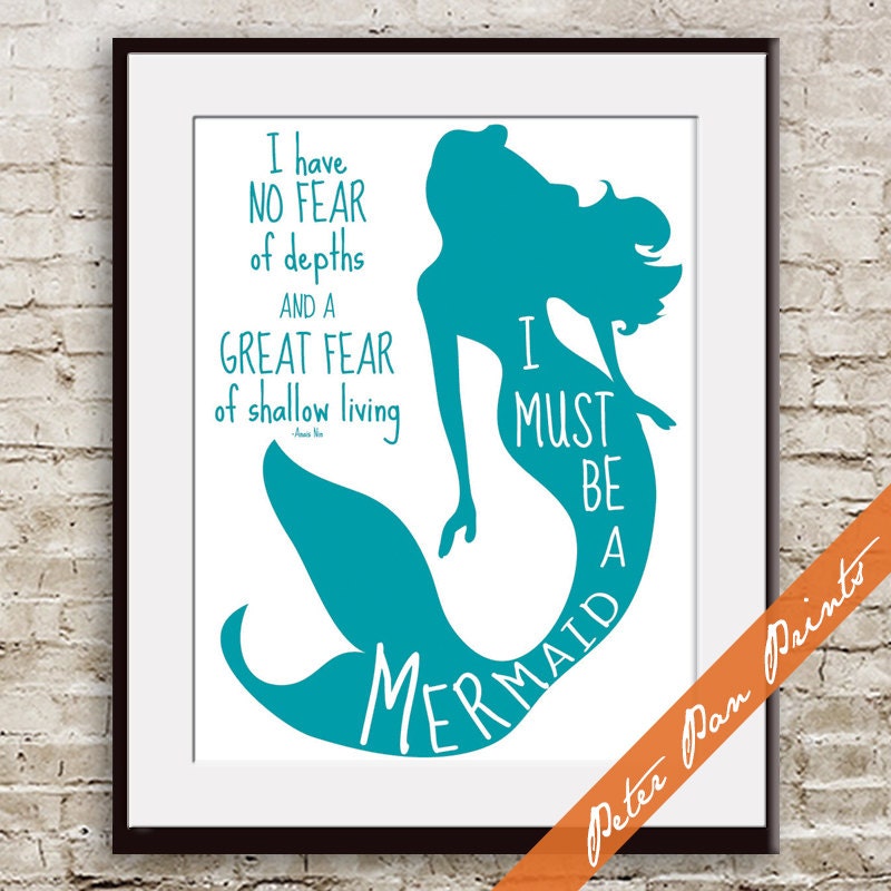 Mermaid Printable Wall Art I have no fear of depth and a great fear of ...