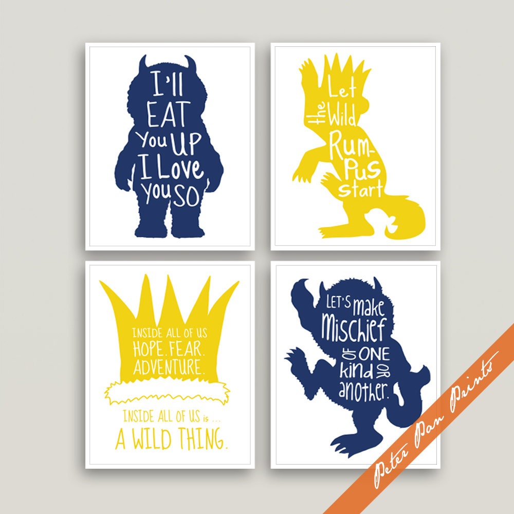 Where the Wild Things Are Inspired Quotes - Set of 4 Art Print ...