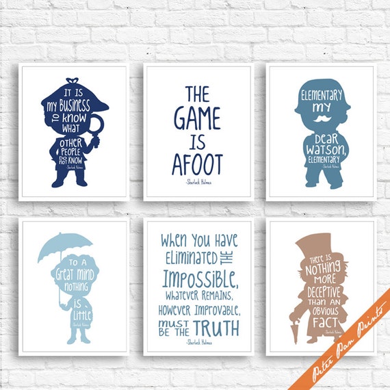 Sherlock Holmes Quote Set of 6 Art Print Unframed | Etsy