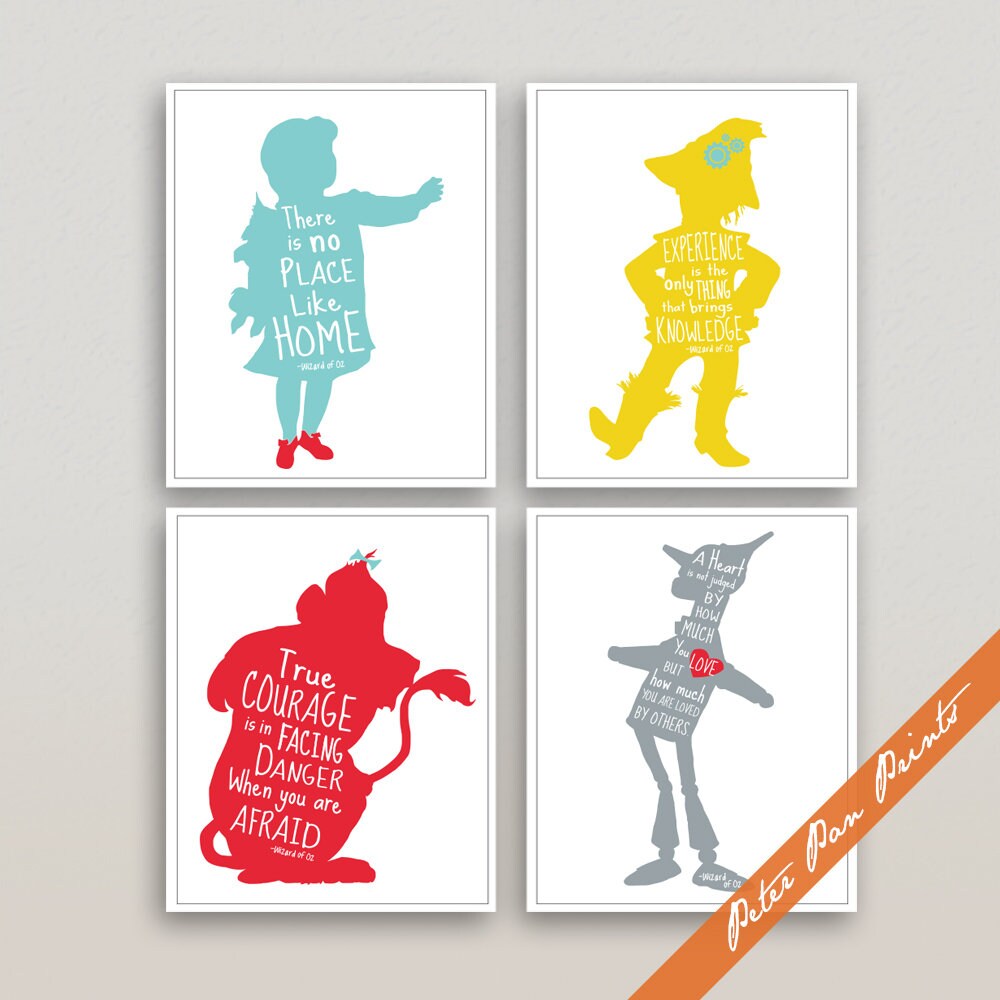 Wizard of Oz Quotes Set of 4 Art Prints unframed featured | Etsy