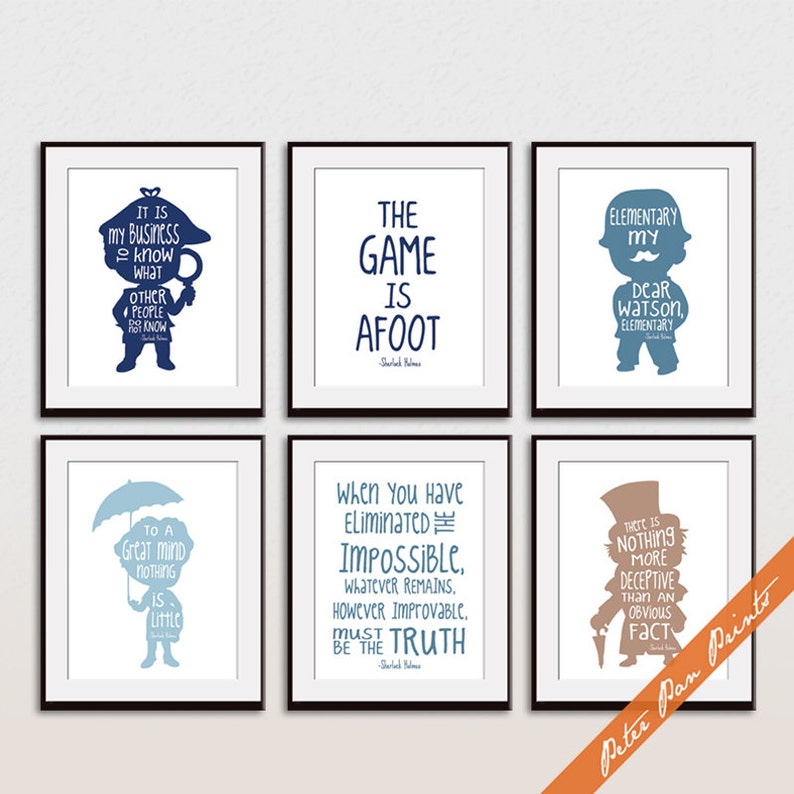 Sherlock Holmes Quote Set of 6 Art Print unframed - Etsy