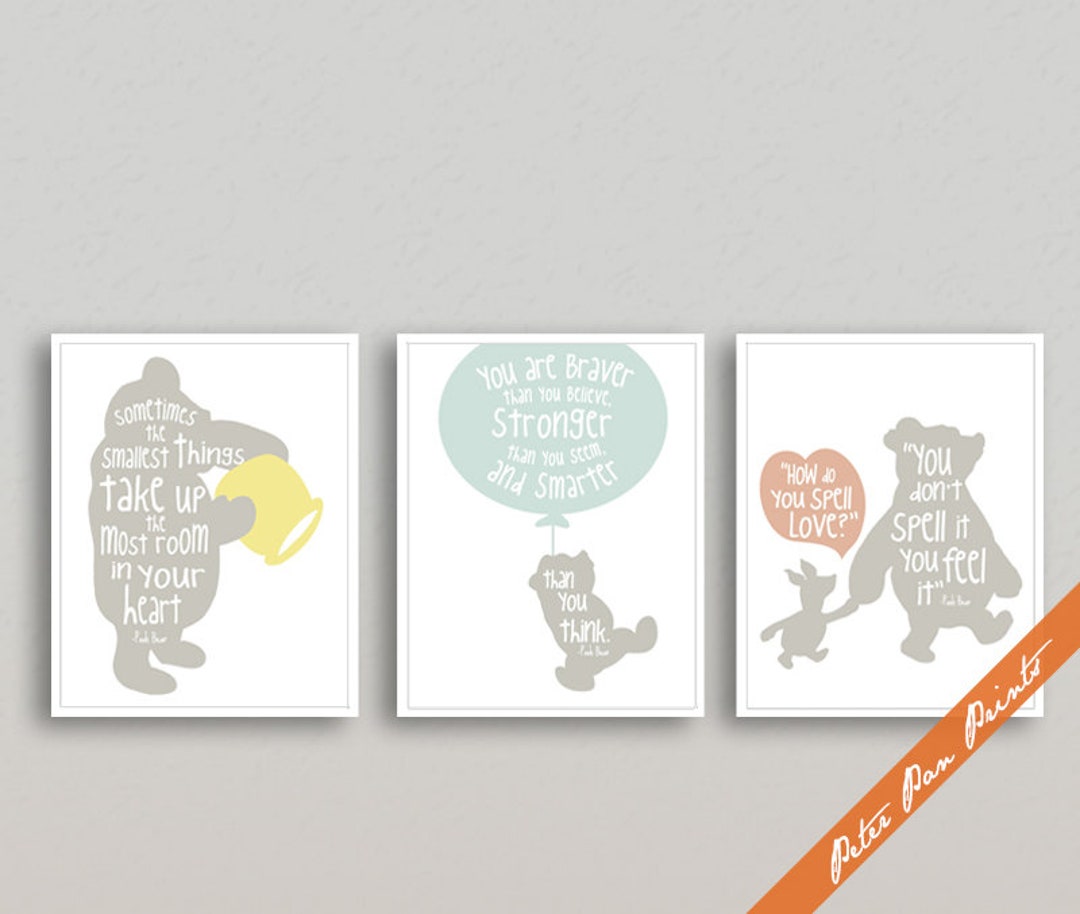 Winnie the Pooh Inspired - Set of 3 Unframed Art Print (featured in ...