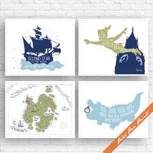 Peter Pan Neverland Inspired Quotes 4C Set of 4 Art Print - Etsy