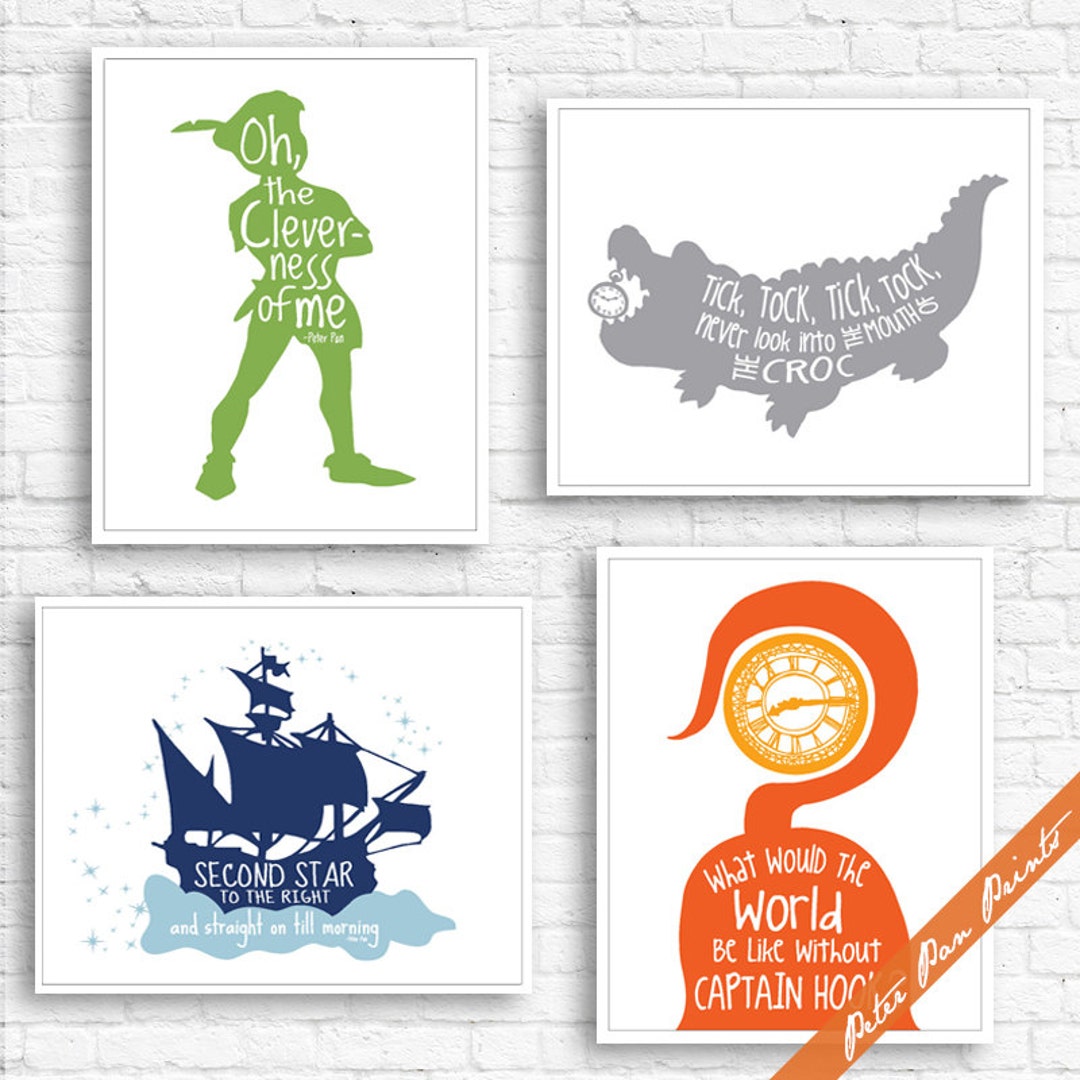 Peter Pan Neverland Inspired Quotes Set of 4 Art Prints Unframed ...