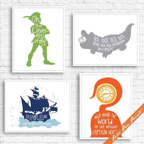 Peter Pan Neverland Inspired Quotes Set of 4 Art Print - Etsy
