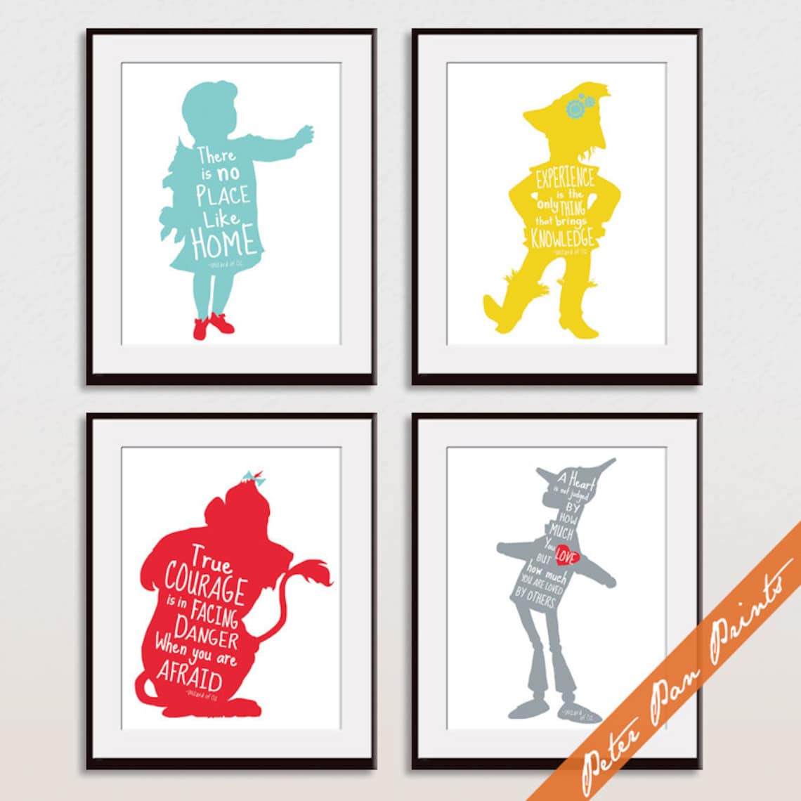 Wizard of Oz Quotes Set of 4 Art Prints unframed featured | Etsy