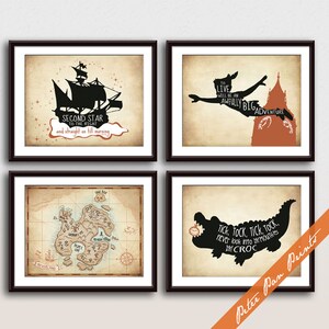 Peter Pan Neverland Inspired Quotes (series 4B) - Set of 4 Art Print ...