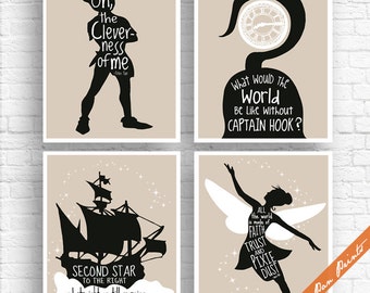 Peter Pan Neverland Friends Boy Nursery Quotes Set of 4 | Etsy