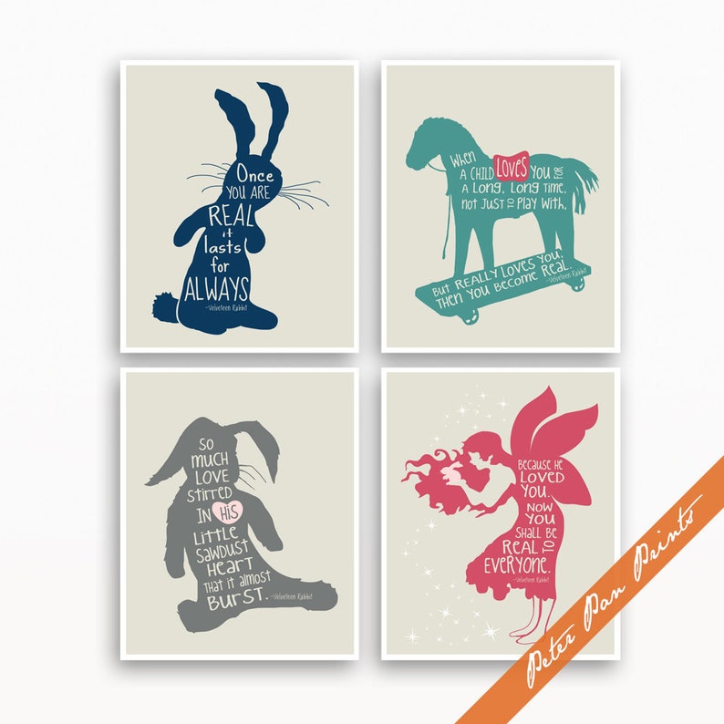 Velveteen Rabbit Quotes Set of 4 Unframed Art Print | Etsy