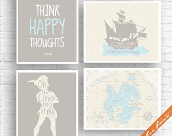 Peter Pan Neverland Inspired Quotes Set of 4 Art Print - Etsy