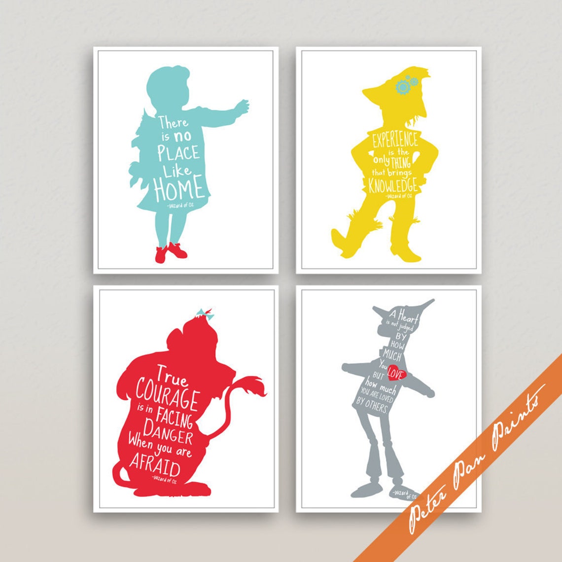 Wizard of Oz Wall Art Prints Set of 4 Unframed Quote Wall - Etsy
