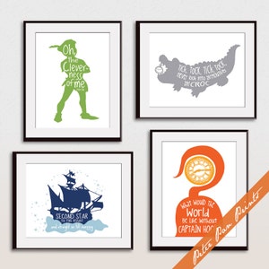 Peter Pan Neverland Inspired Quotes Set of 4 Art Prints Unframed ...