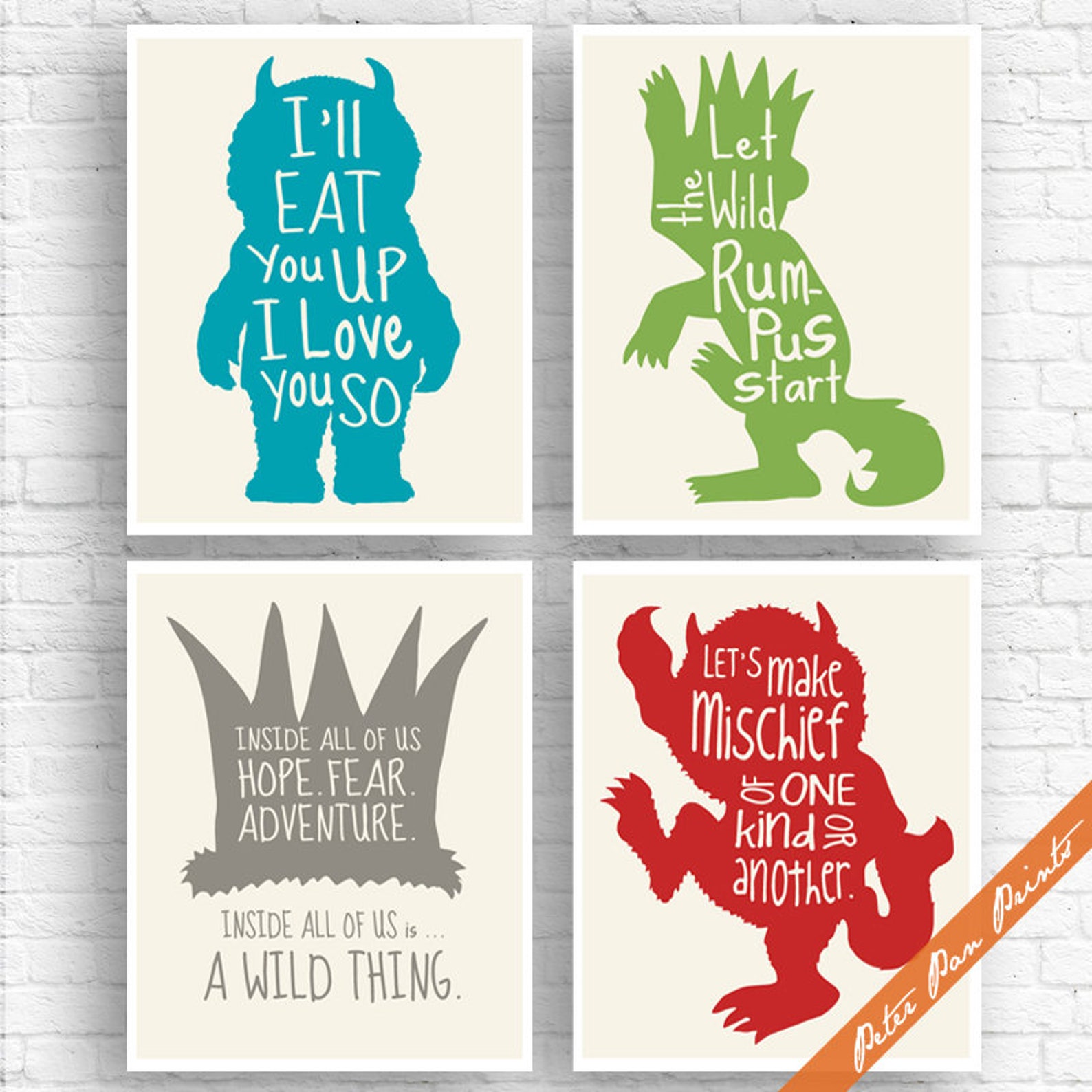 Where the Wild Things Are Inspired Quotes Set of 4 Art Print - Etsy