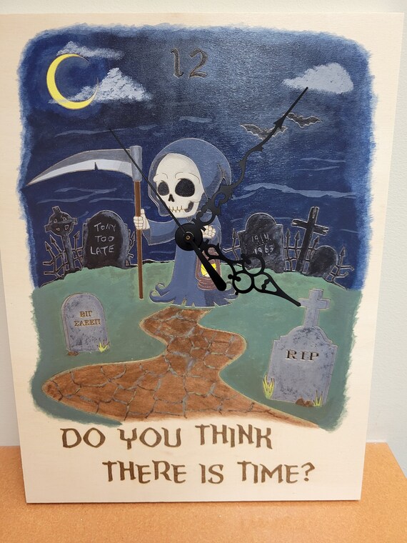 The Grim Reaper Clock Custom Art Wood Laser-cut Clock: - Etsy