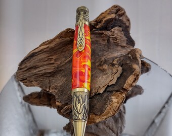 Handcrafted Phoenix Rising Twist Pen in Antique Brass & - Etsy
