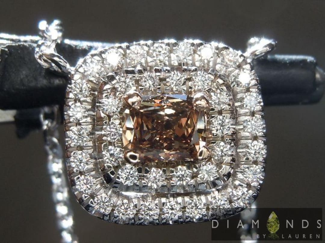 0.34ct Brown VS Cushion Cut Diamond Pendant R6413 - Etsy