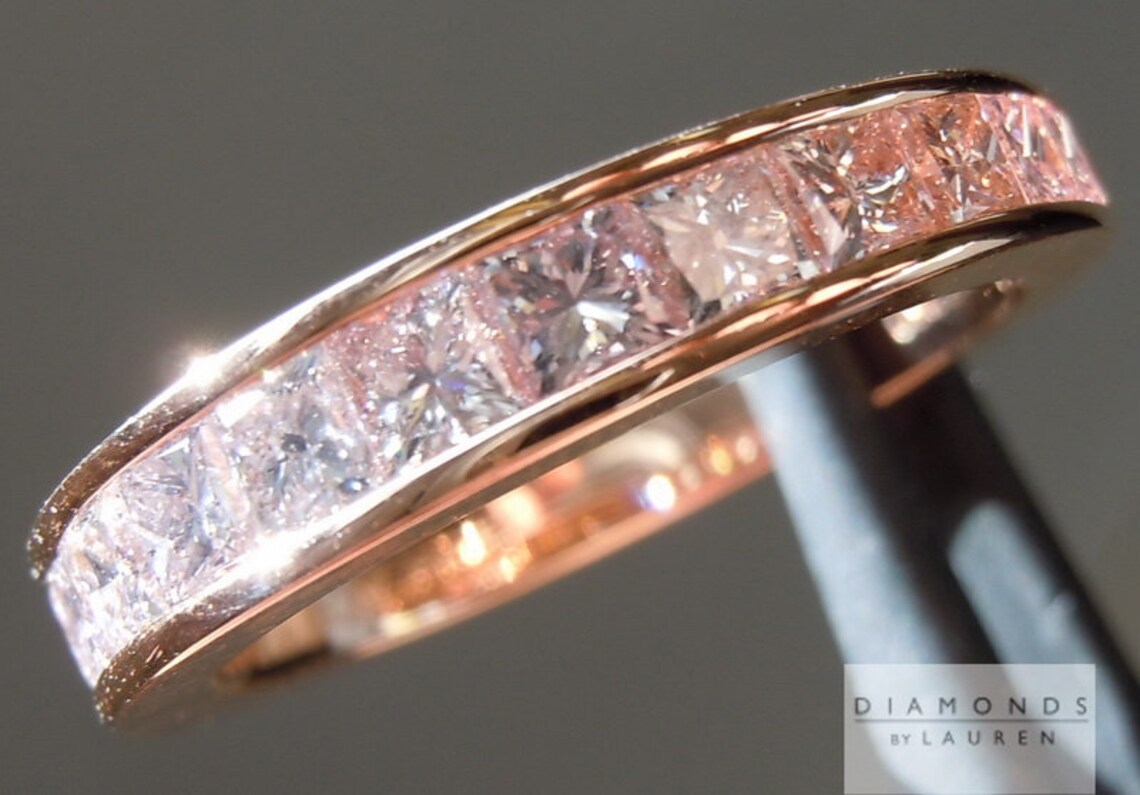 1.18ctw Pink Princess Cut Diamond Ring R4877 - Etsy