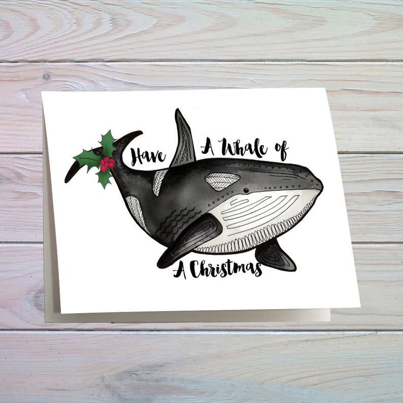 Christmas Card of a Whale Whale Card Fun Christmas Card - Etsy