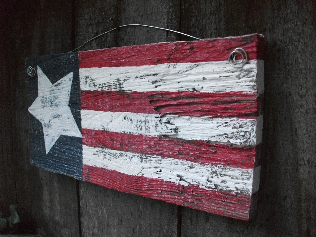 Hand Painted American Flag on Reclaimed Barn Wood: Patriotic Decor ...