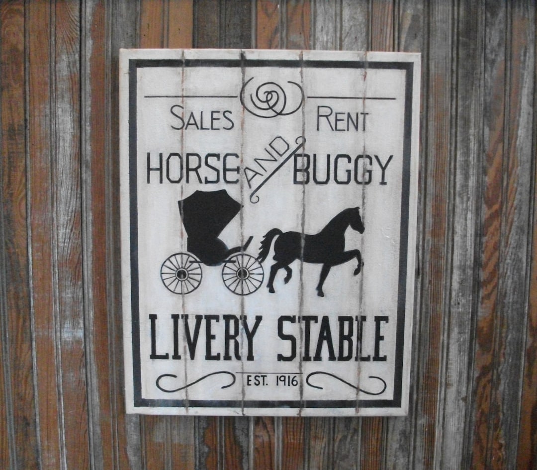 Livery Stable Painting: Horse & Buggy Advertisement, Equestrian Art - Etsy