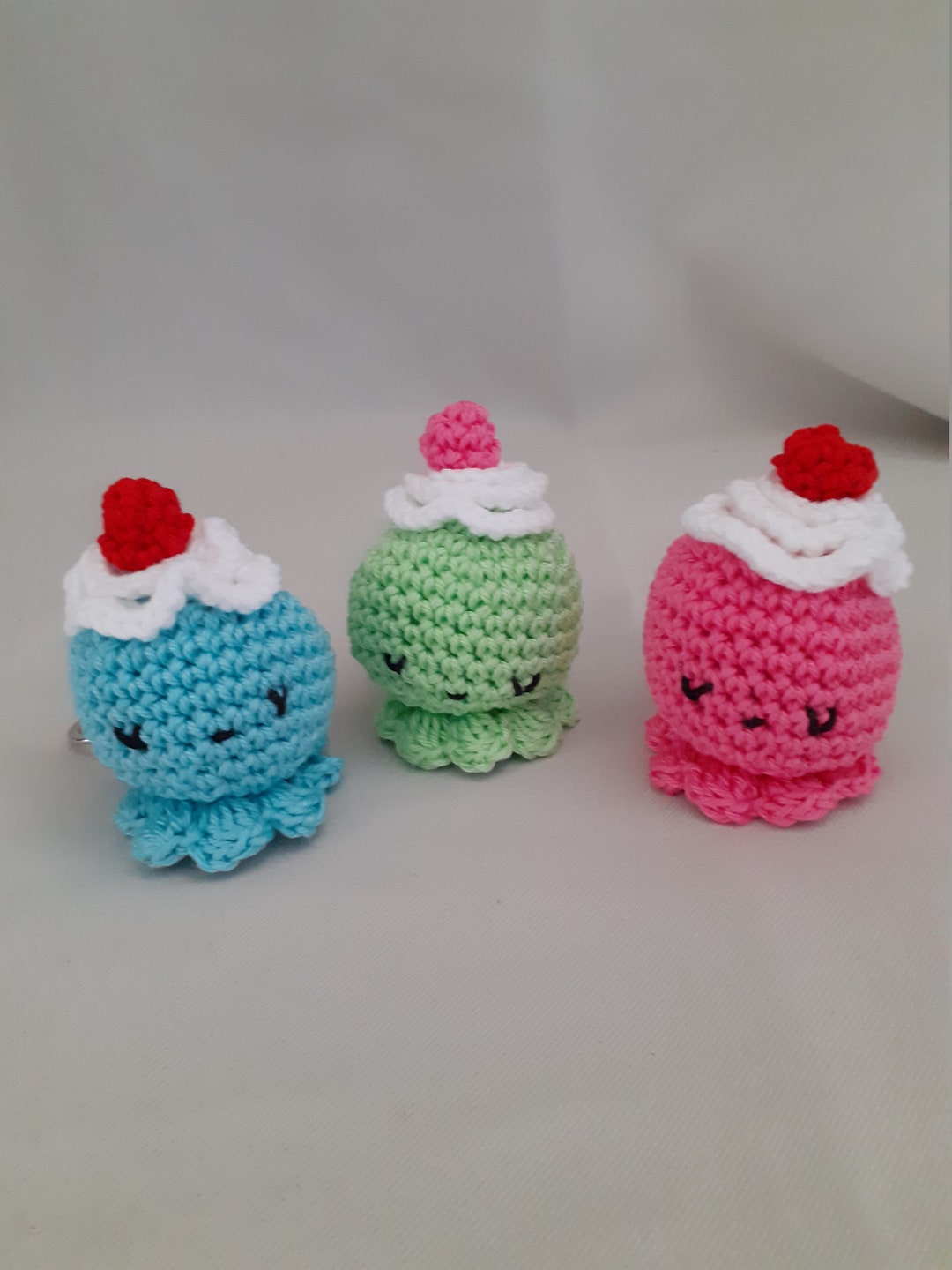 Crochet Octopus Cupcake Key Rings, Christmas Gifts. - Etsy