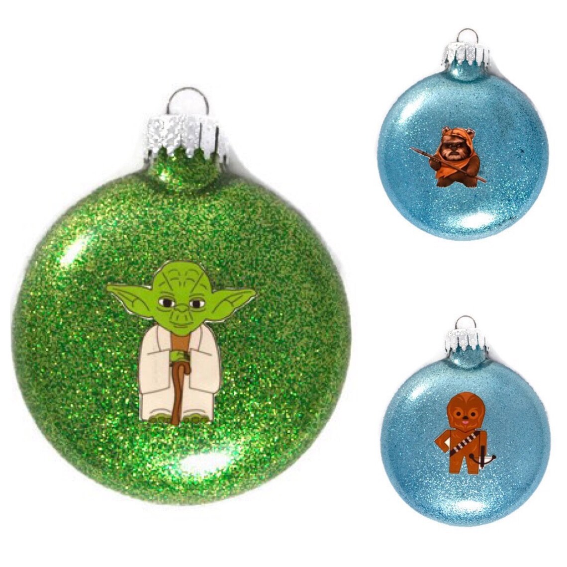 Star Wars Ornaments Star Wars Glitter Ornaments Yoda Ornament | Etsy