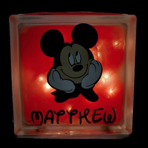 Mickey Mouse Night Light Mickey Mouse Glass Block Mickey Mouse ...