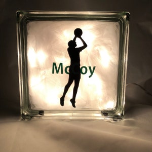 Basketball Glass Block Basketball Player Night Light Basketball Player ...