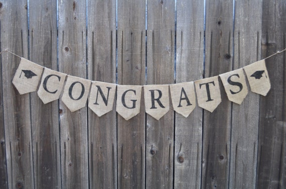 Congrats Burlap Banner Graduation Banner Congrats Banner | Etsy