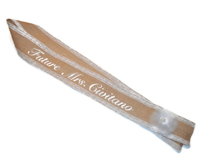 Future Mrs Burlap and Lace Sash Future Mrs Sash Bride to Be Sash Burlap ...