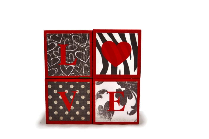 Love/luck Blocks - Reversible Love Luck Wood Blocks - Reversible Block ...