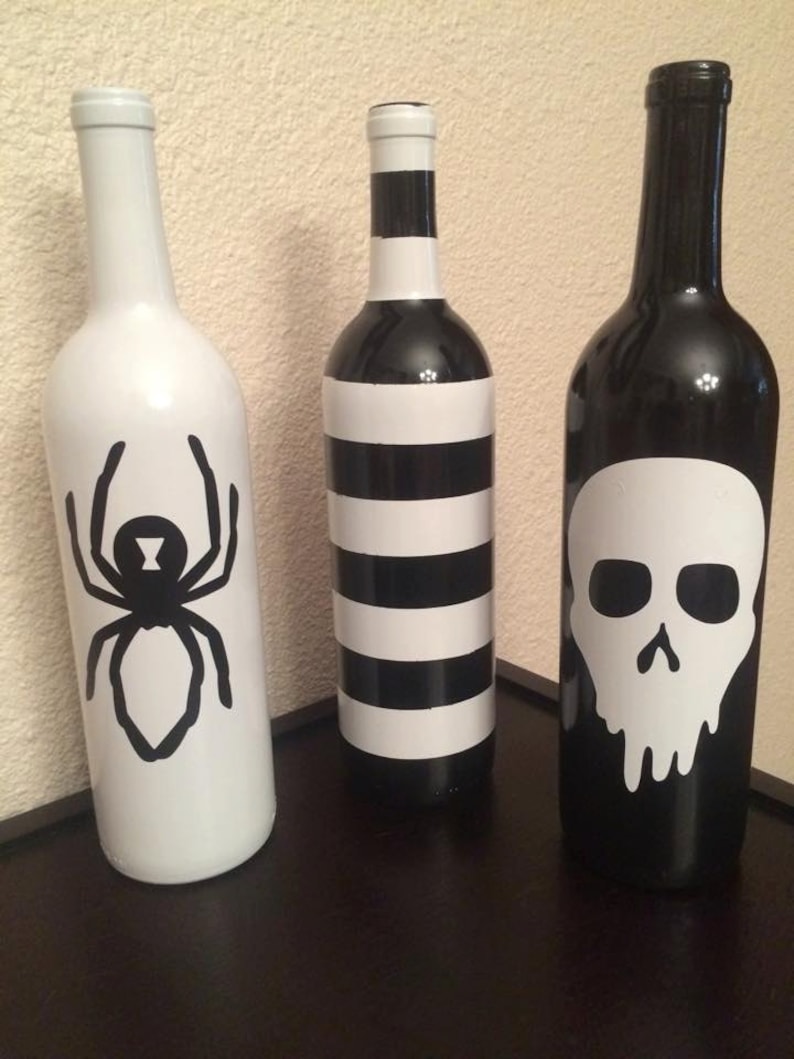 Spooky Halloween Wine Bottle Set Halloween Wine Bottle Set - Etsy
