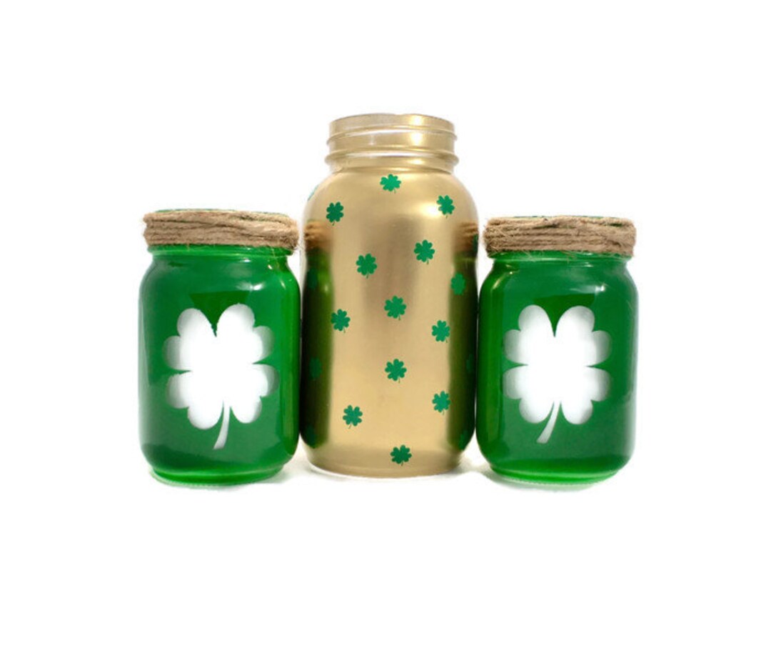 St Patricks Day Mason Jars - St Patricks Day Decor - St Patricks Day ...